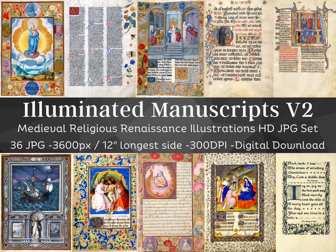 Illuminated Manuscript 36 Medieval Religious Renaissance Illustrations ...