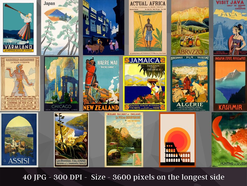 Vintage International Travel Poster Images 40 JPG HQ Digital - Etsy