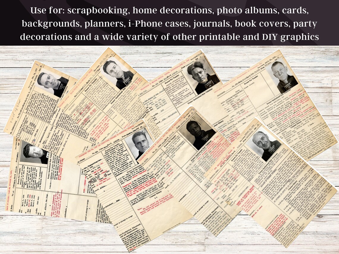 60 Vintage Alcatraz Inmate Prison Records With Mugshots HD Image V2 ...