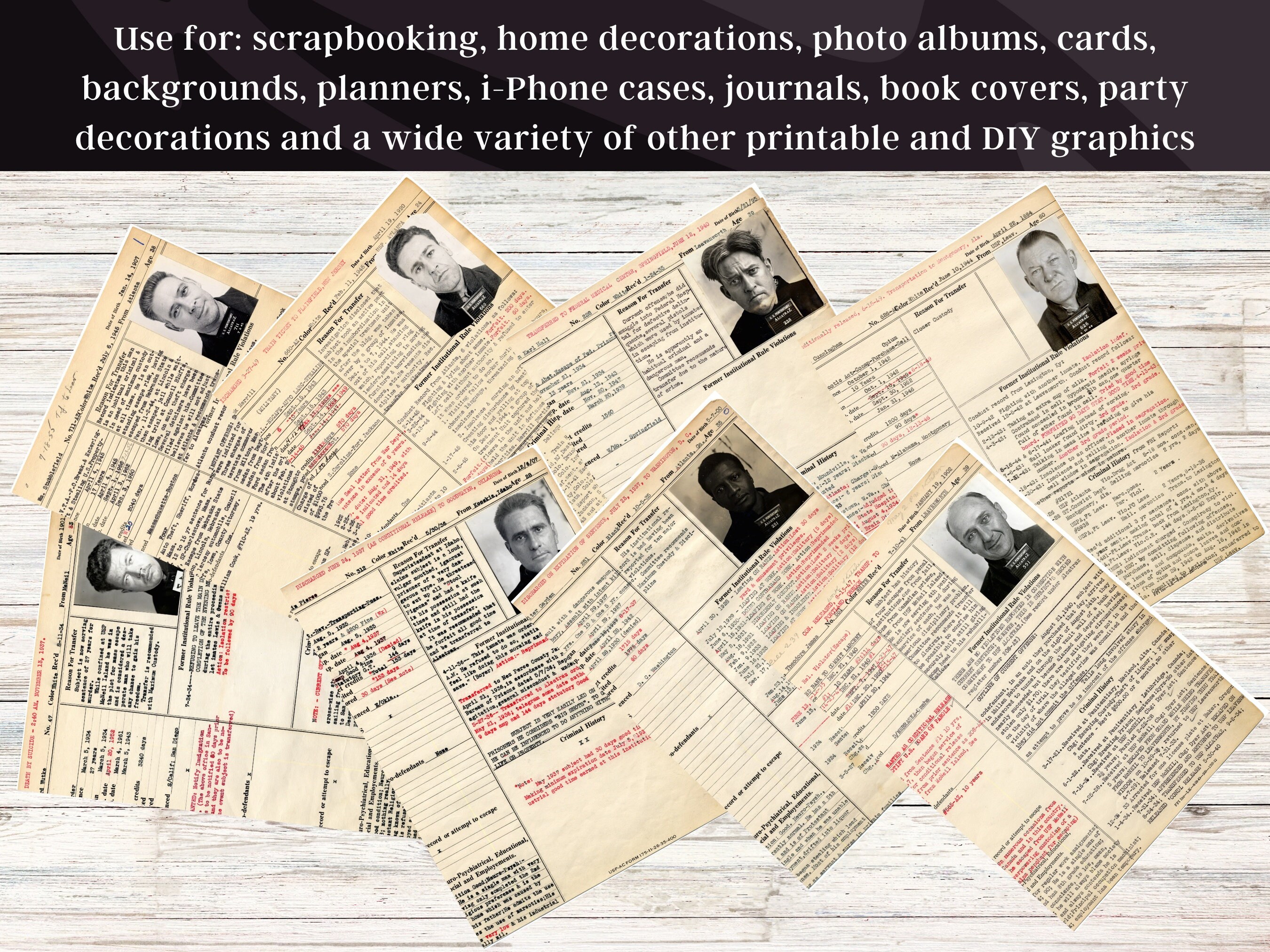 60 Vintage Alcatraz Inmate Prison Records With Mugshots HD Image V2 ...