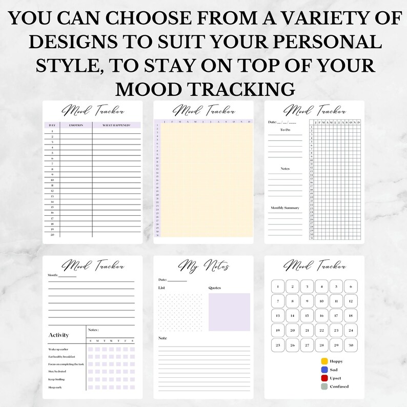 Mood Tracker Printable Happy Planner Pdf Mental Health Workbook Monthly ...