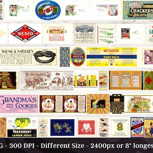 Vintage Sweets Labels Kit 80 HQ Digital JPG Bundle 3| Retro Candy Label ...