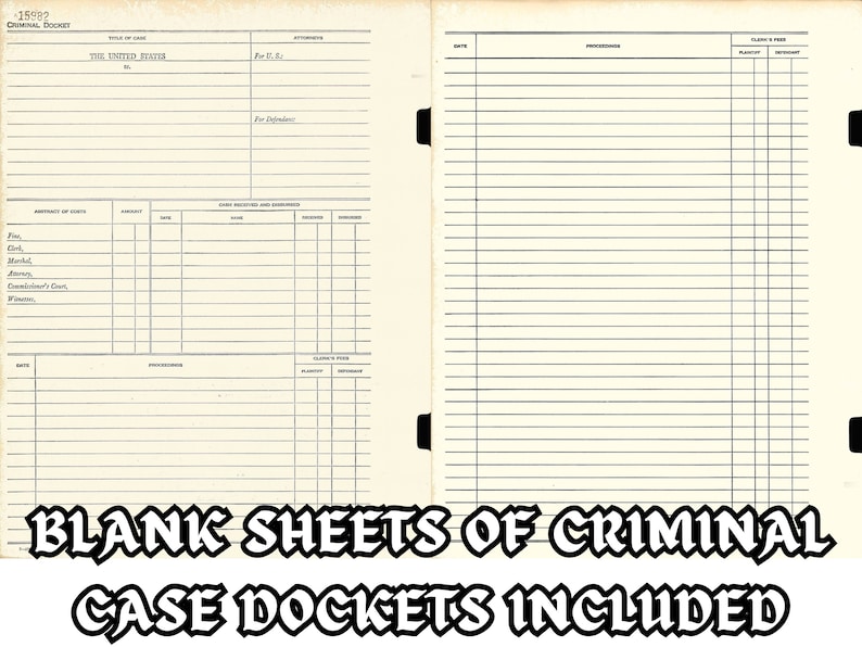83 Vintage Criminal Court Docket Junk Journal Kit HD Image V2 Printable ...