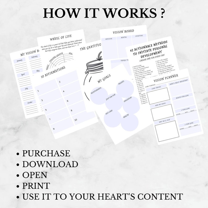 Printable Vision Board Mental Health Planner Self-care - Etsy