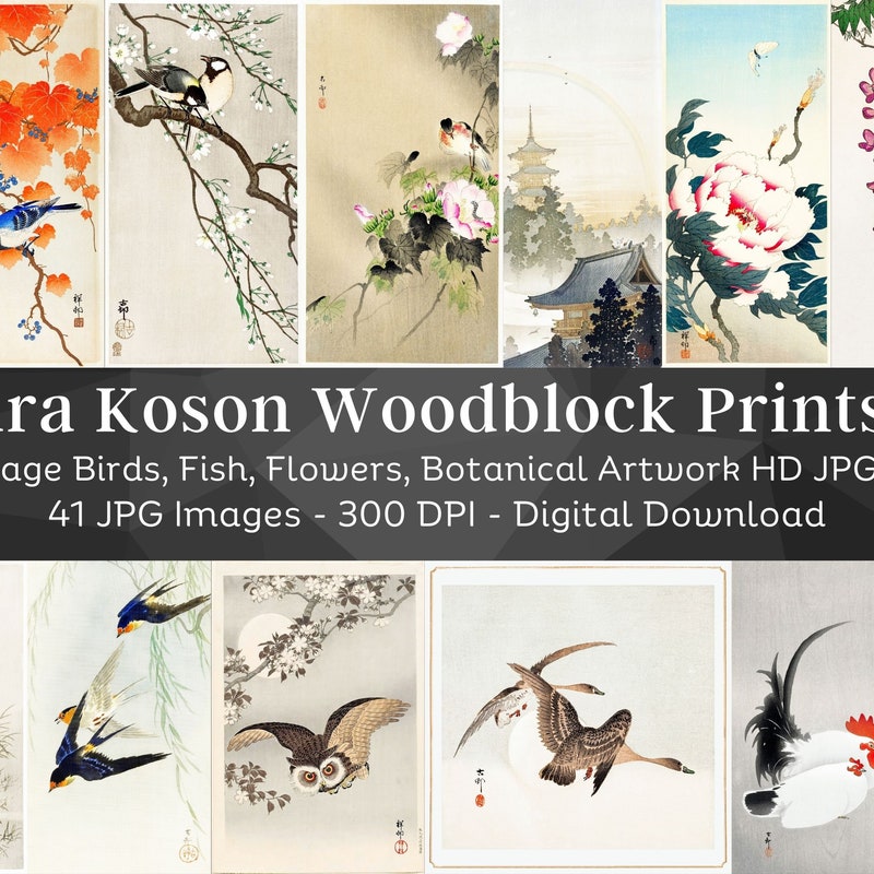 Japanese Bird Prints Set - Etsy