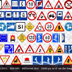 200 Traffic Signs PNG & SVG Set 3 | Individual Street Signs Clipart ...