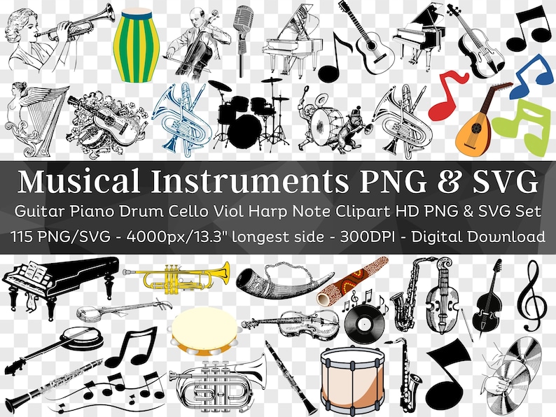 Musical Instruments Clipart Set 115 PNG SVG Orchestra Clip - Etsy
