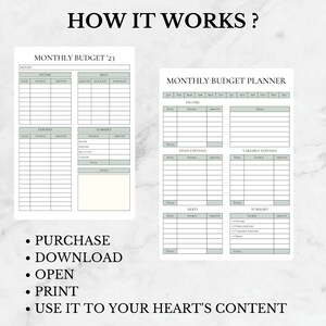 Monthly Budget Planner Monthly Budget Sheet PDF 5 Personal Budget ...