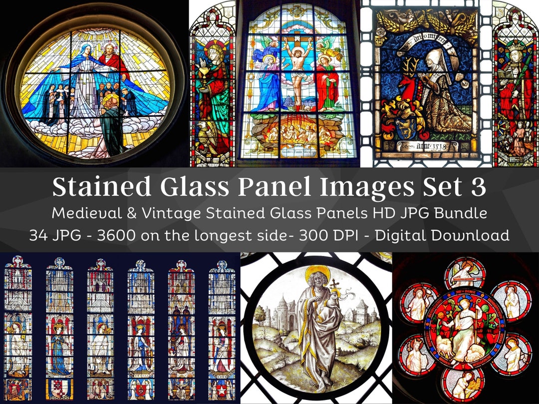 Medieval Renaissance Stained Glass Images| 34 HQ Digital Image Bundle ...