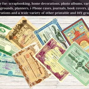 61 Vintage Stock Market Certificate Illustrations V2 | 1800-1900s Bond ...