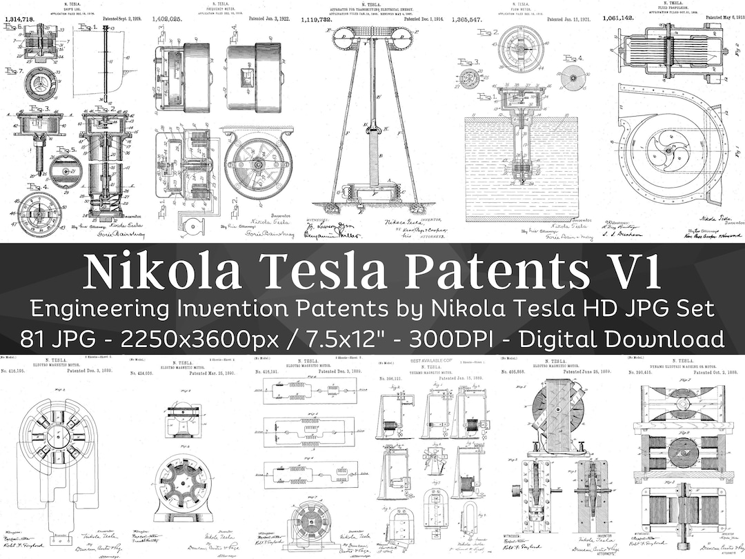 Nikola Tesla Engineering Patents & Inventions 81 Illustrations V1| Tech ...