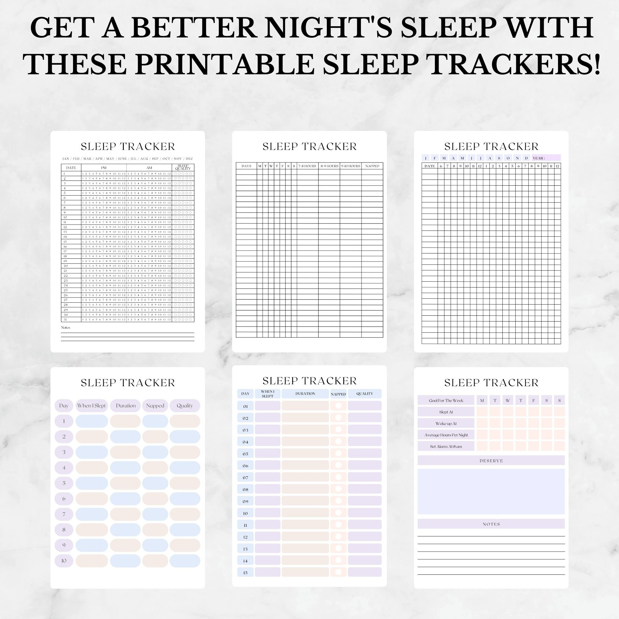 Sleep Tracker Printable Sleep Journal Sleep Quality Journal Monthly ...