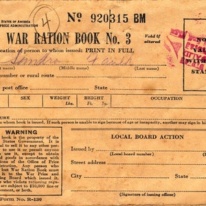 51 Vintage World War 1 & 2 Ration Book Illustrations | Printable Ration ...