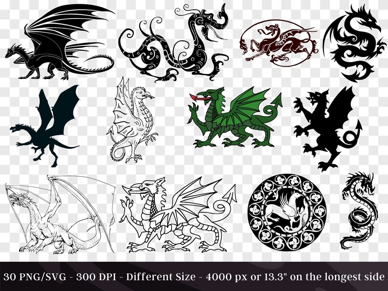Dragon 30 PNG & SVG Bundle Dragon Clipart Dragon SVG - Etsy