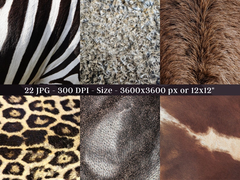 Animal Fur Textures Digital Paper Safari Fur Pelt Pattern Print 22 ...