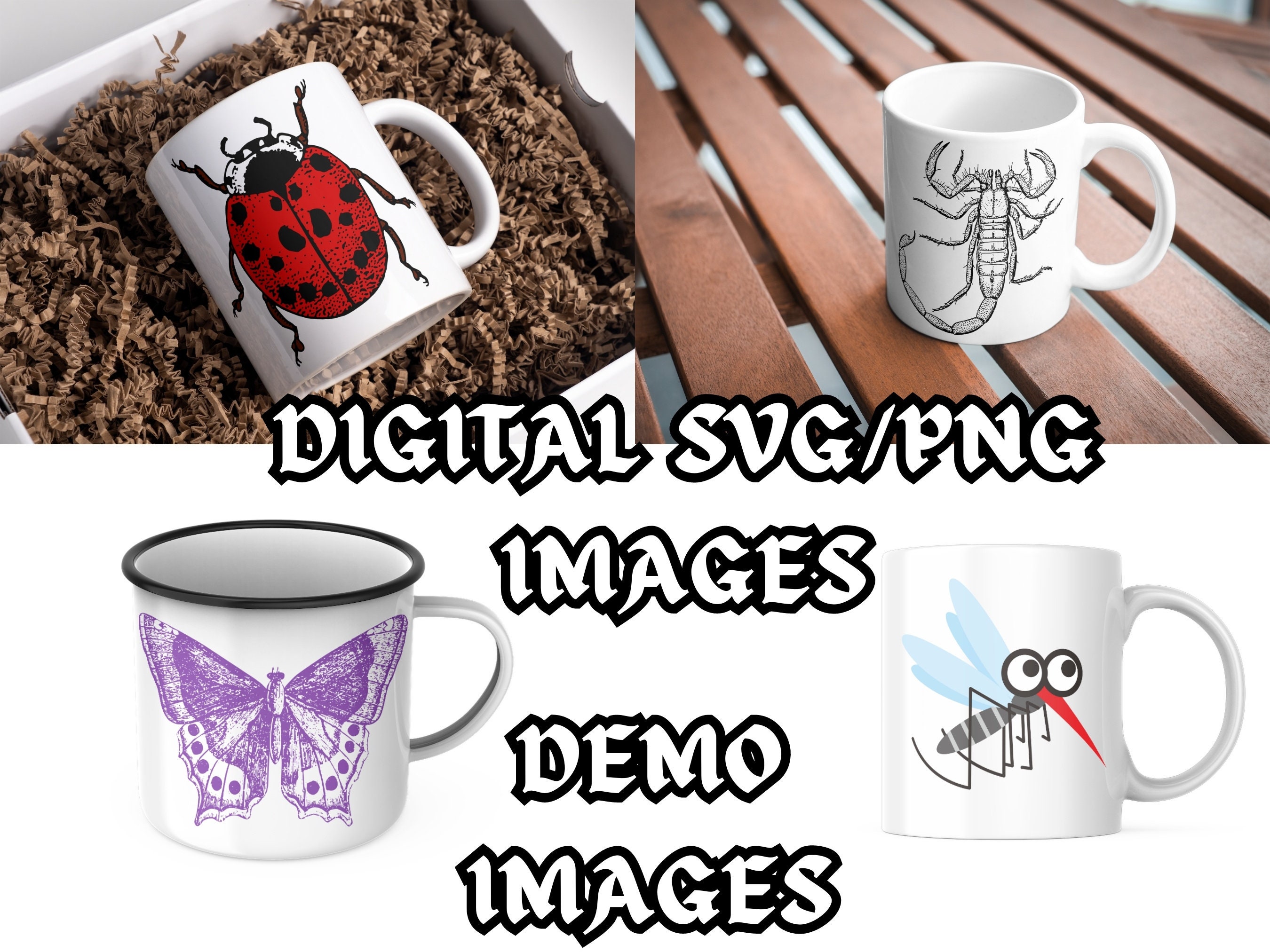 Insect Clipart 100 PNG & SVG Set| Bug Silhouette Ant Bee Butterfly Fly ...
