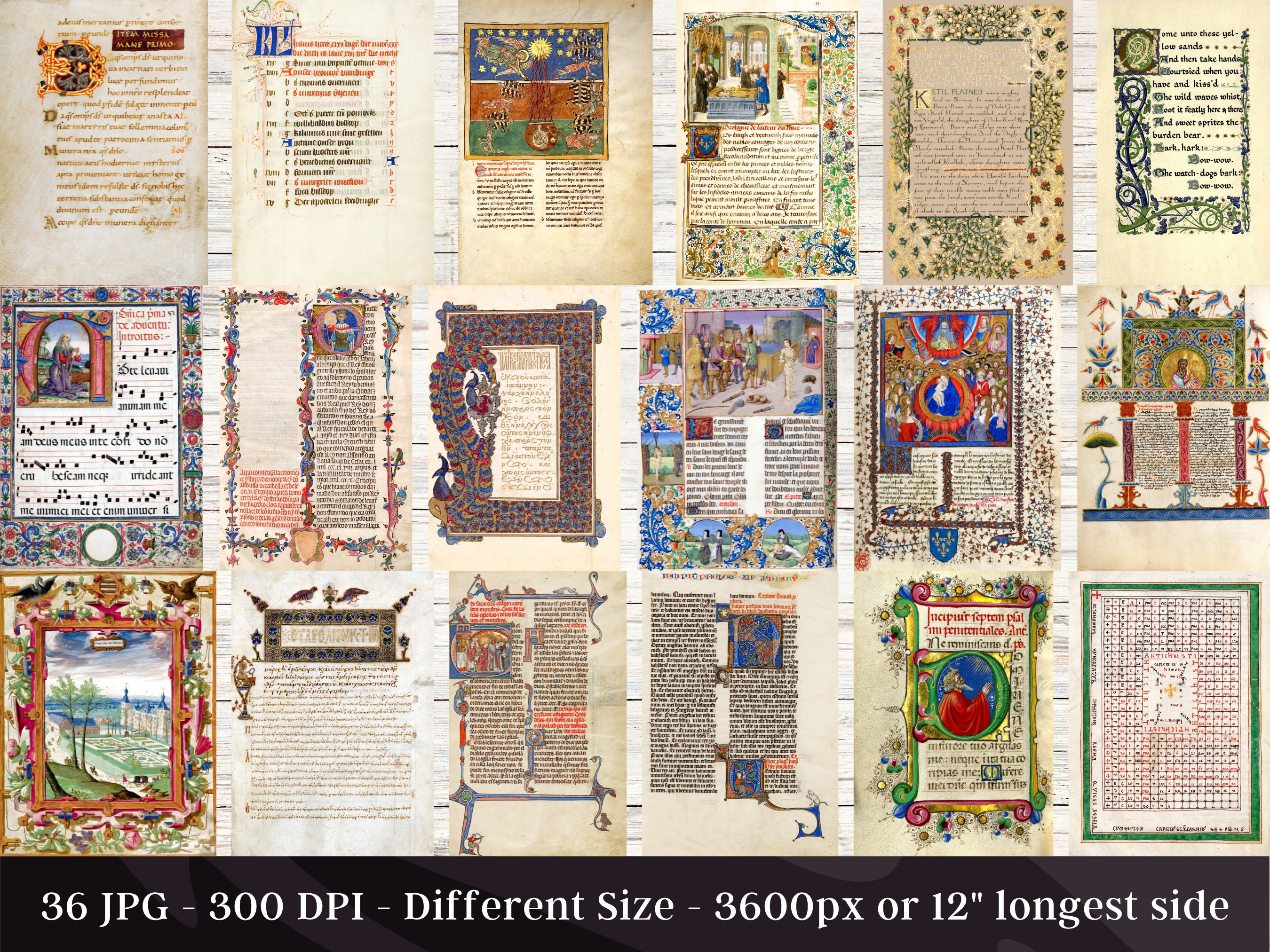 Illuminated Manuscript 36 Medieval Religious Renaissance Illustrations ...
