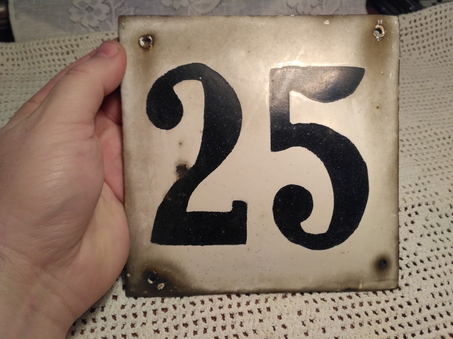 Vintage emaillierte Hausnummern 25 26 27 28 Weiße Hausnummer | Etsy
