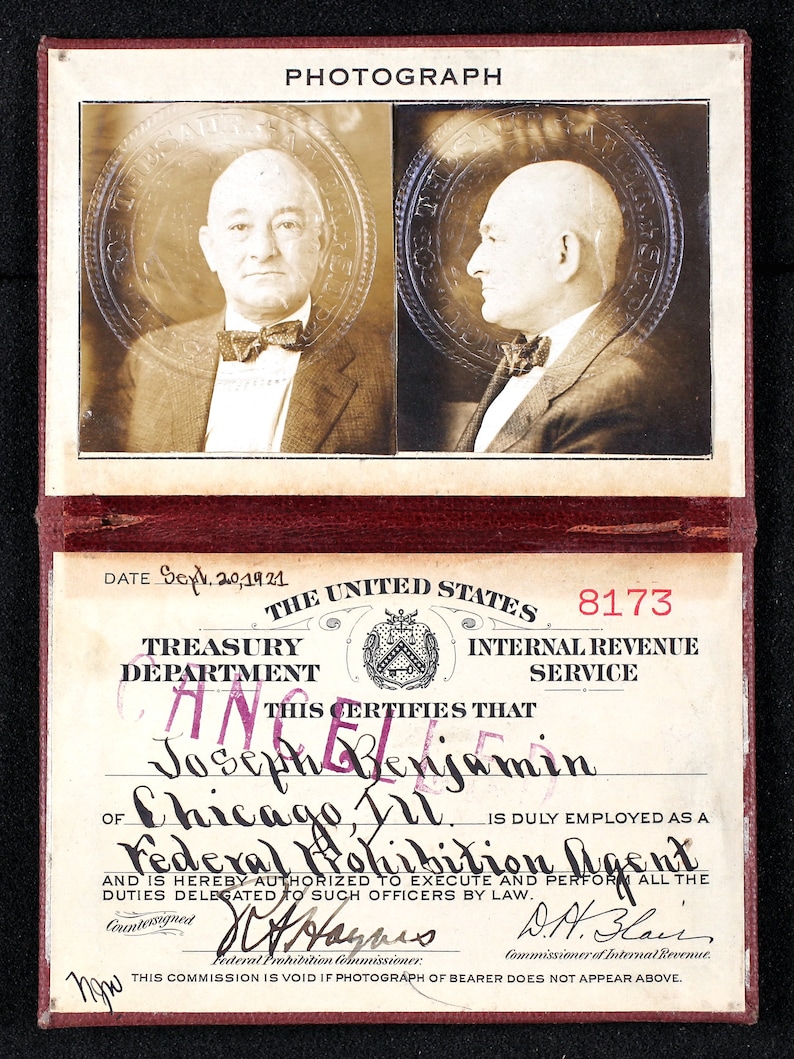 Vintage 1920s USA Federal Prohibition Agent Identity Cards HD Image V2 ...