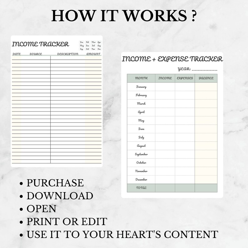 Income & Expense Tracker Printable Financial Planner - Etsy