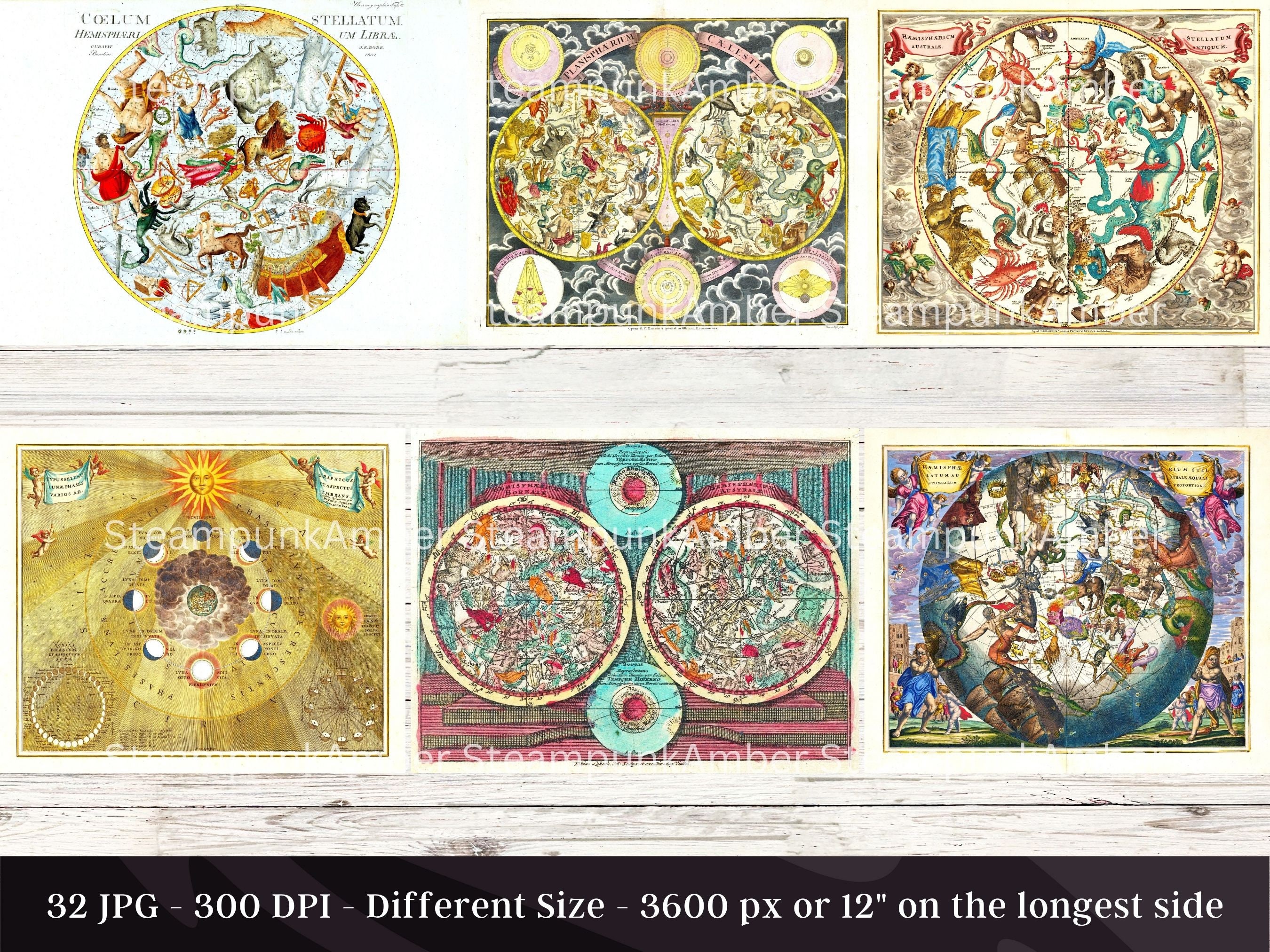 Astrological Star Chart Images | 32 HQ Digital Image Bundle 3 ...