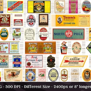 Vintage Beverage Labels Kit 82 HQ Digital JPG Bundle 2 | Retro Drink ...