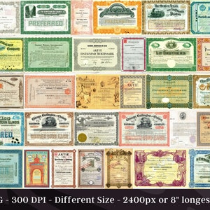 61 Vintage Stock Market Certificate Illustrations V2 | 1800-1900s Bond ...