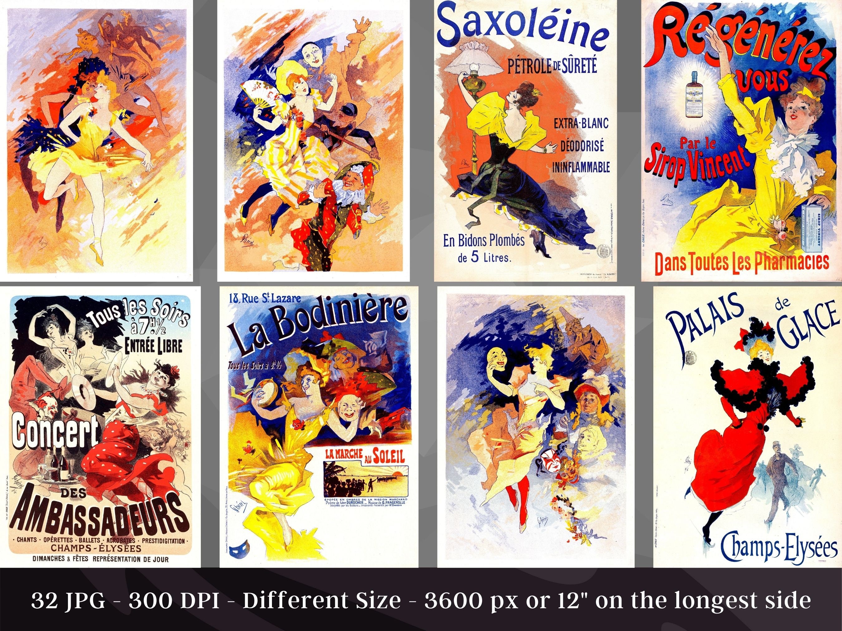 Jules Cheret Vintage French Ad Poster Images Set 2 32 HQ Digital JPG ...