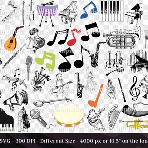 Musical Instruments Clipart Set 115 PNG SVG | Orchestra Clip Art Bundle ...
