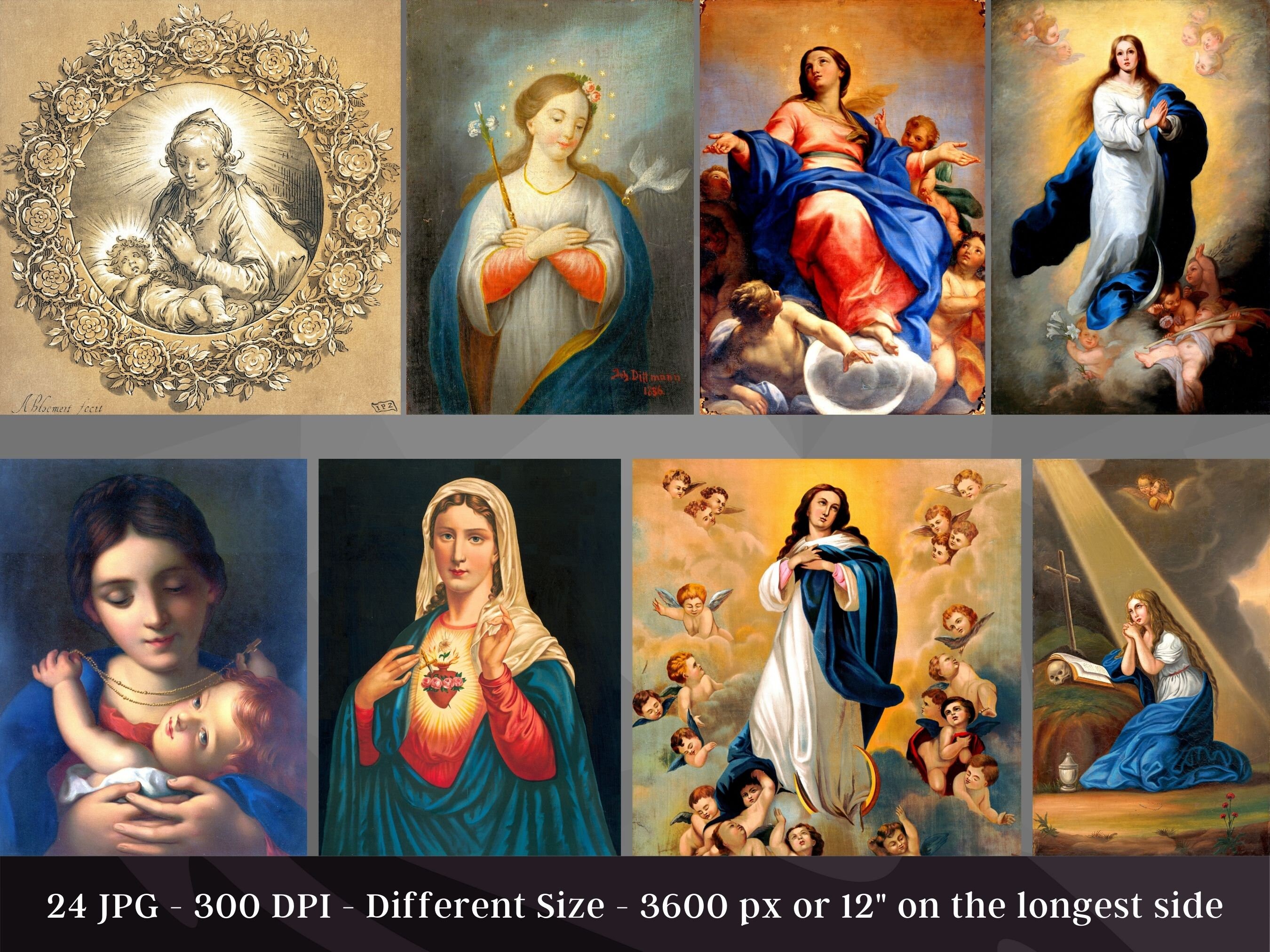 Virgin Mary Painting Images | 24 HQ Vintage Printable Illustration ...