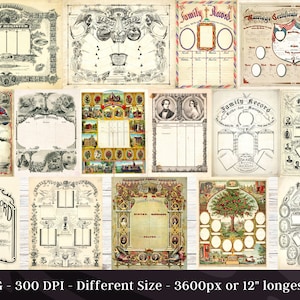 27 Vintage Family Record Template Illustrations V1 | 1800-1900s ...