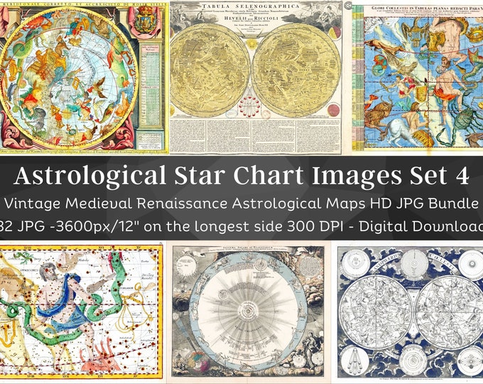 Astrological Star Chart Images / Medieval Renaissance Maps / Digital ...
