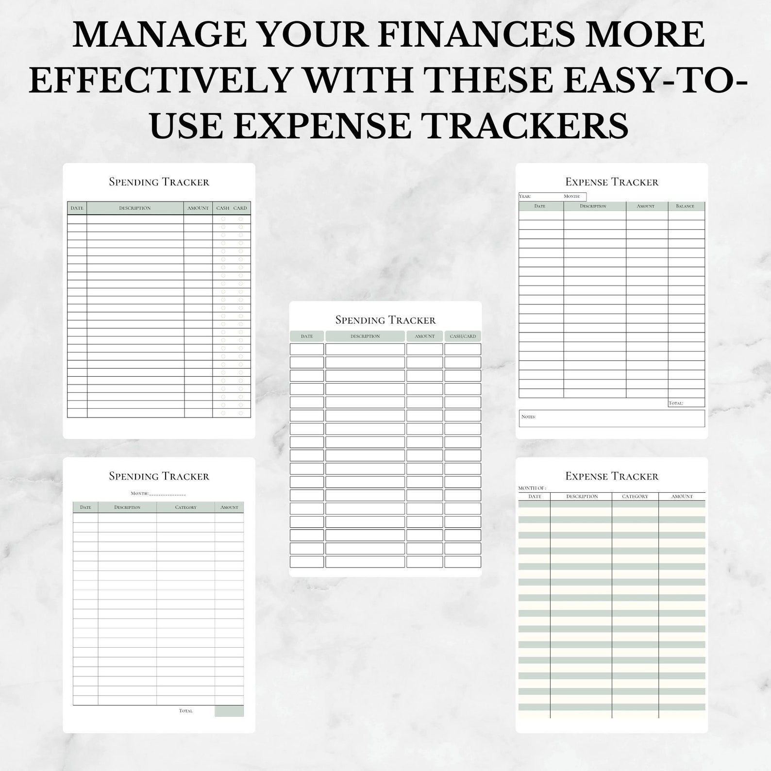 Spending Tracker Printable Expense Tracker Pdf Financial Planner ...