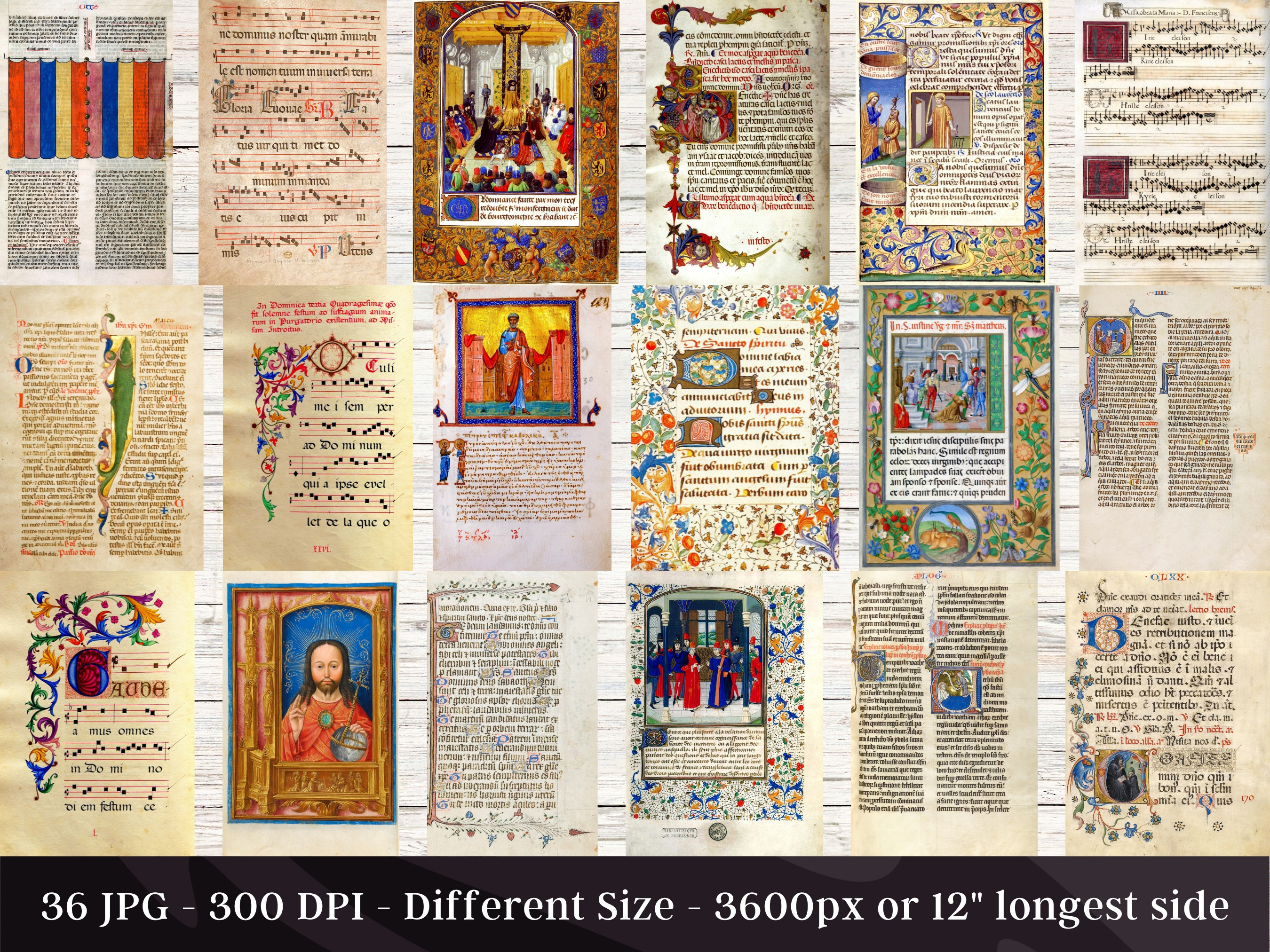 Illuminated Manuscript 36 Medieval Religious Renaissance Illustrations ...