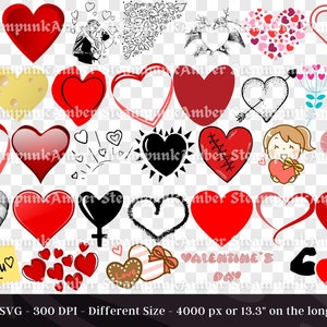 Love Heart Clipart Set 88 PNG SVG Valentines Day Decor Clip Art Bundle ...