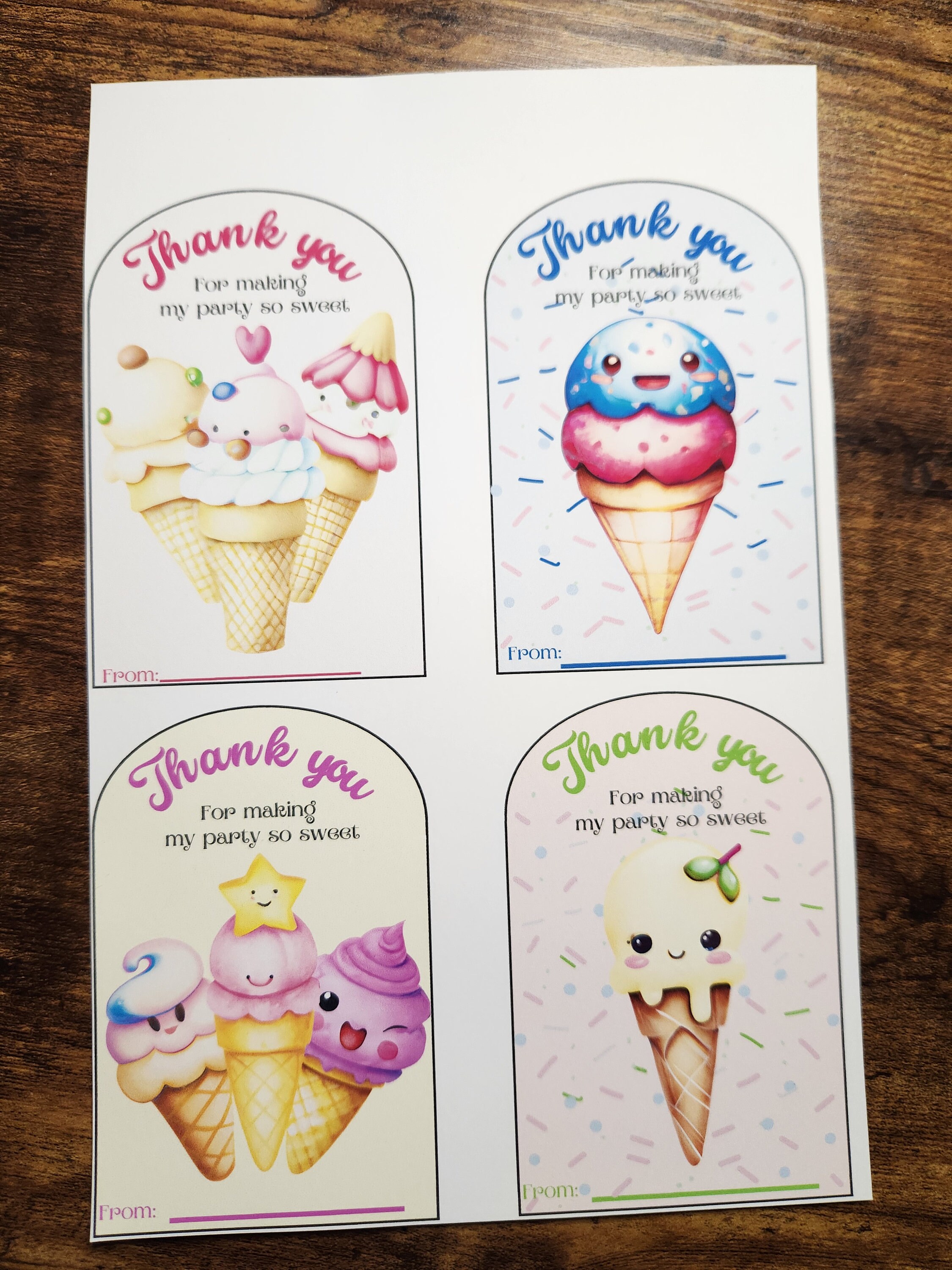 Ice Cream Party, Thank You, Tags, Printable, Download - Etsy