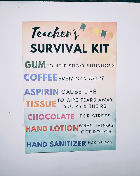 Instant Printable Teacher Survival Kit Git Tag Download - Etsy