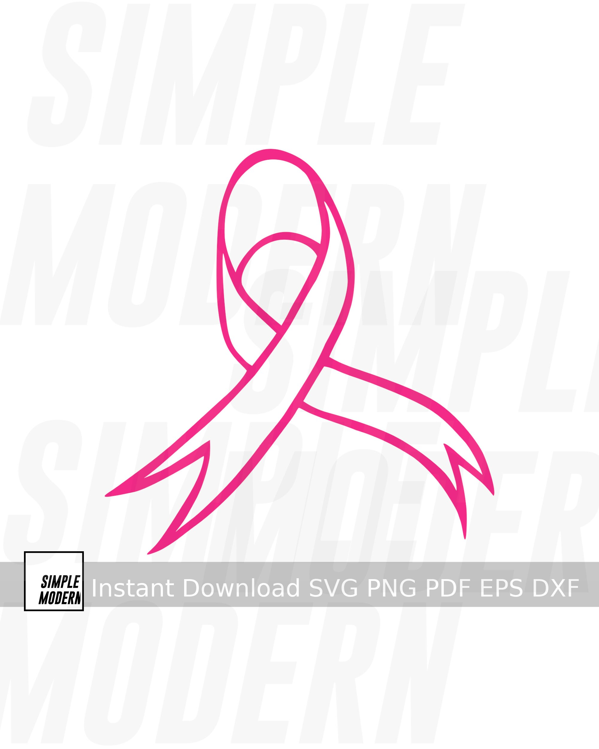Breast Cancer SVG Files, Pink Ribbon Outline Vector Cutting File ...