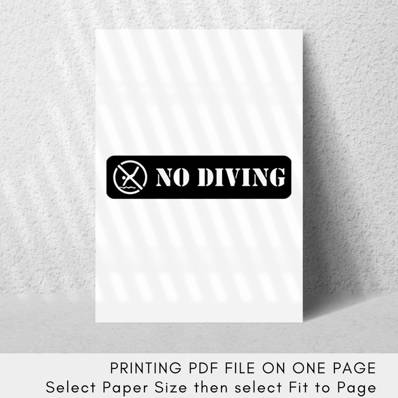 Monotone No Diving Sign Instant Digital Download, Vector Art for ...