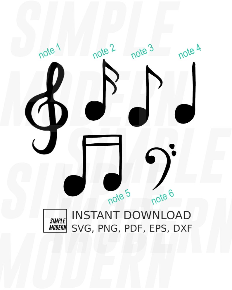 Bundle of Hand Written Music Notes SVG Files for Cutting, Brush ...