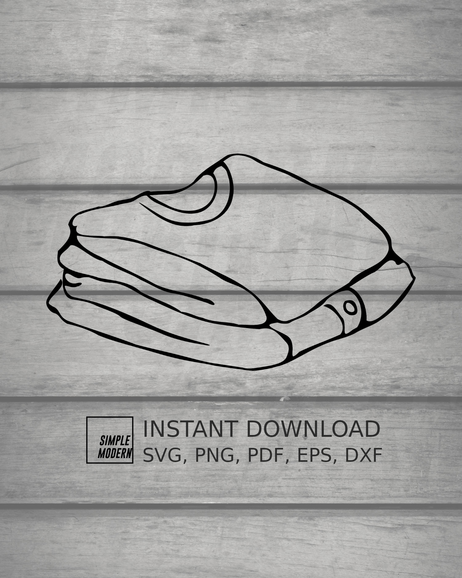 Digital Download Folded Clothes SVG, Black and White Laundry Drawing ...