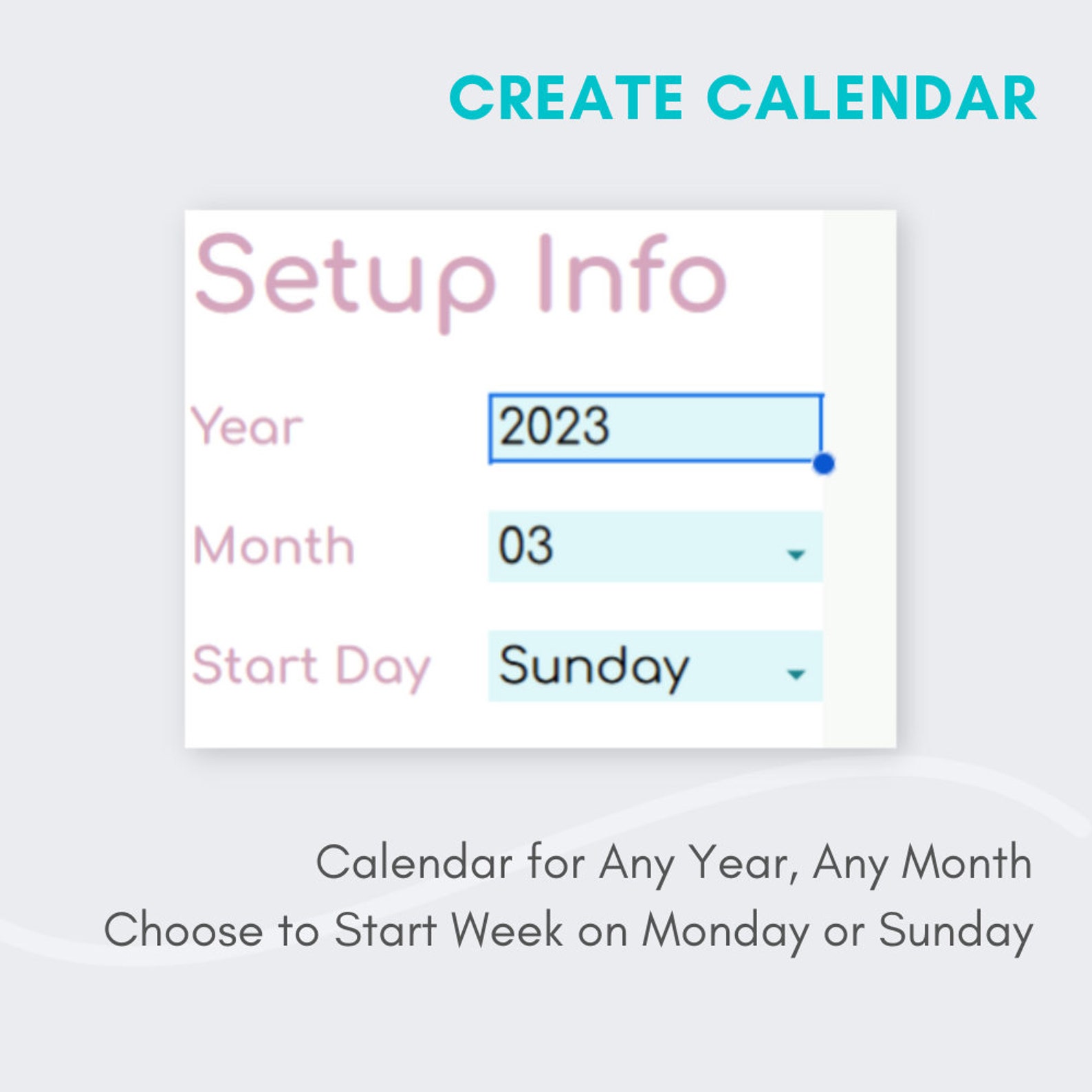 Custom Year, Month Editable Monthly Calendar Printable, Minimalist ...