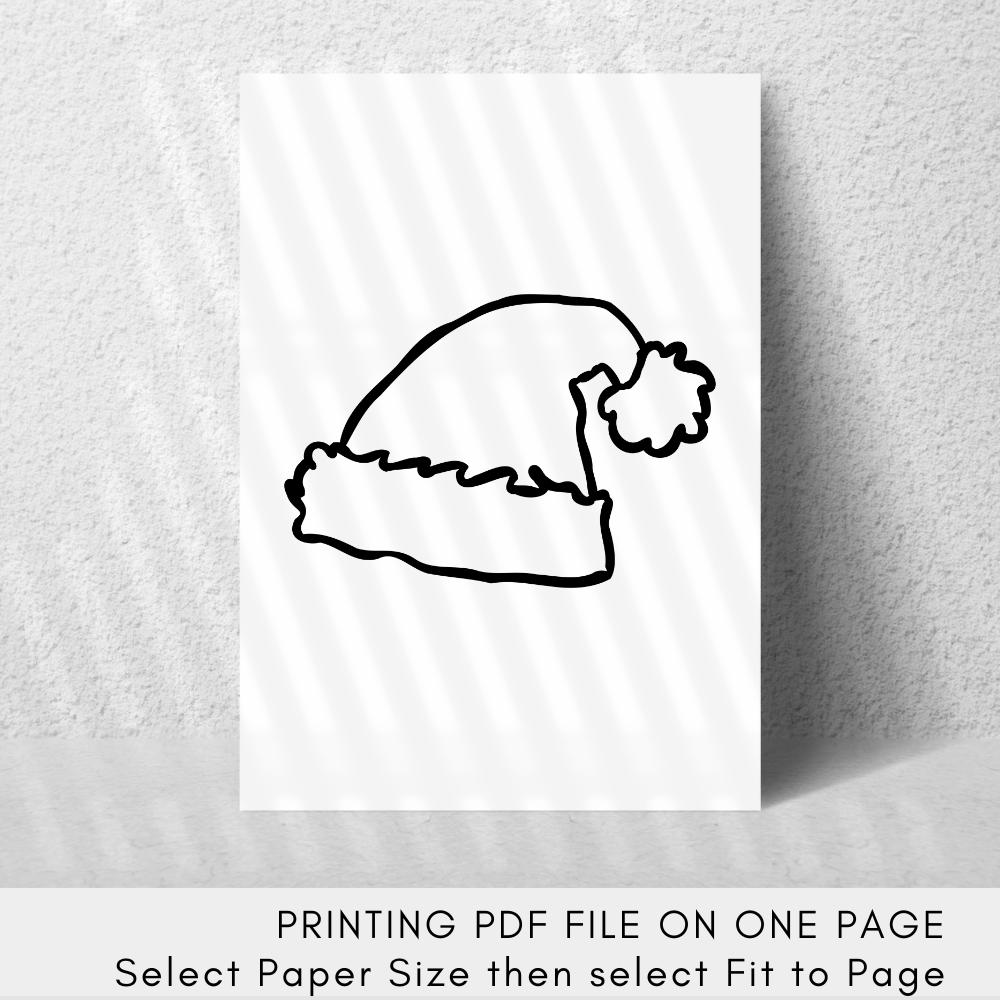 Santa Hat SVG Files for Cutting and Prints, Digital Download Hand-drawn ...