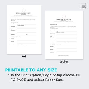 Food Donation Form Template Printable Editable in Excel and Google ...