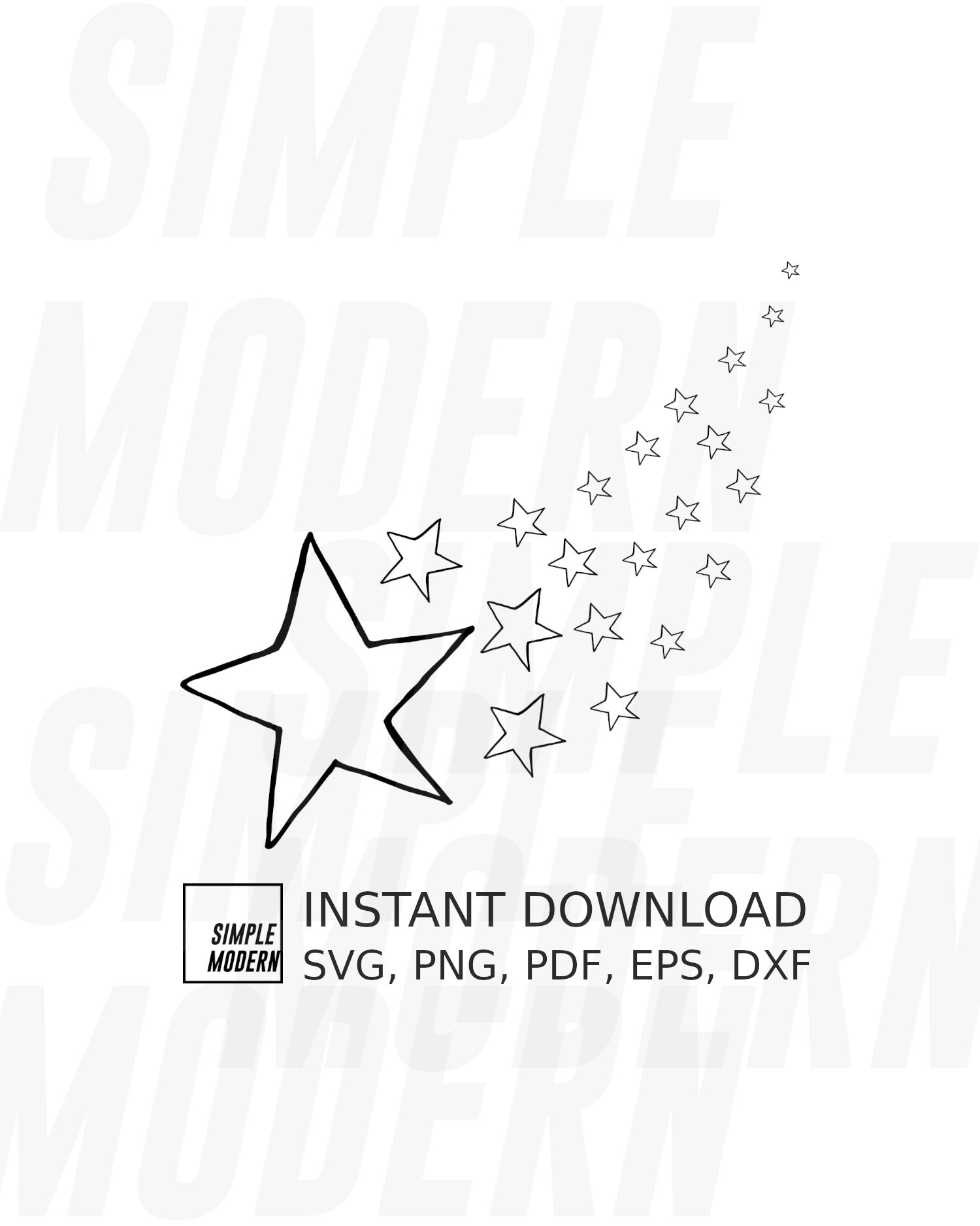 Hand Drawn Shooting Star SVG File, 21 Stars Vector, Outline Cut File ...