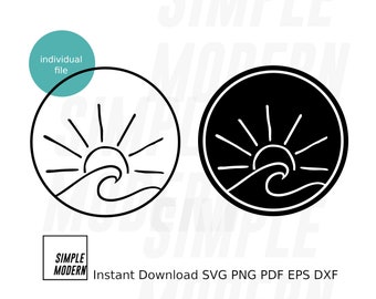 Hand-drawn Sun Wave SVG, Simple and Clean Line Drawing, Instant ...