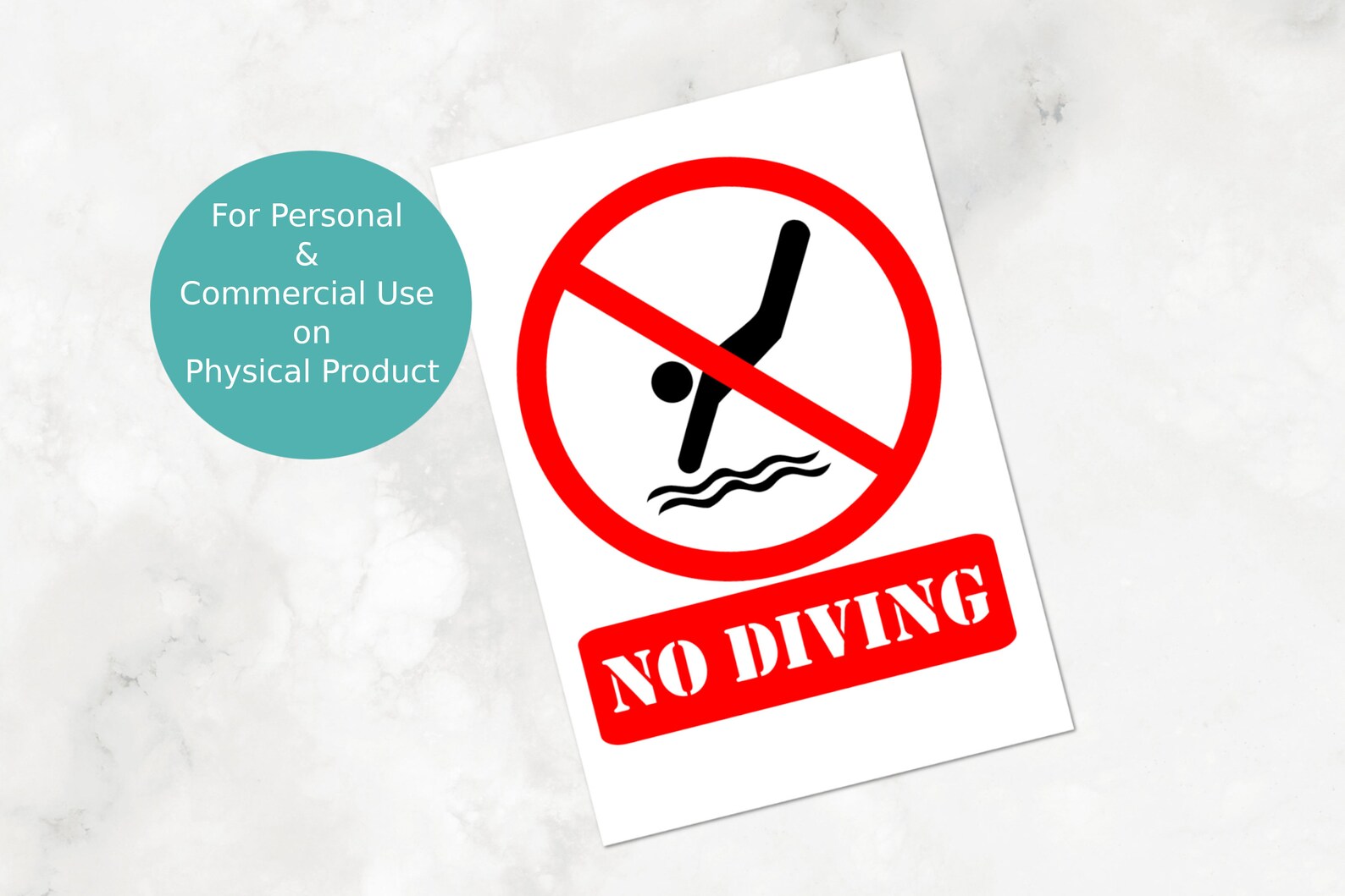 No Diving Sign Instant Digital Download, Vector Art for Printing and ...