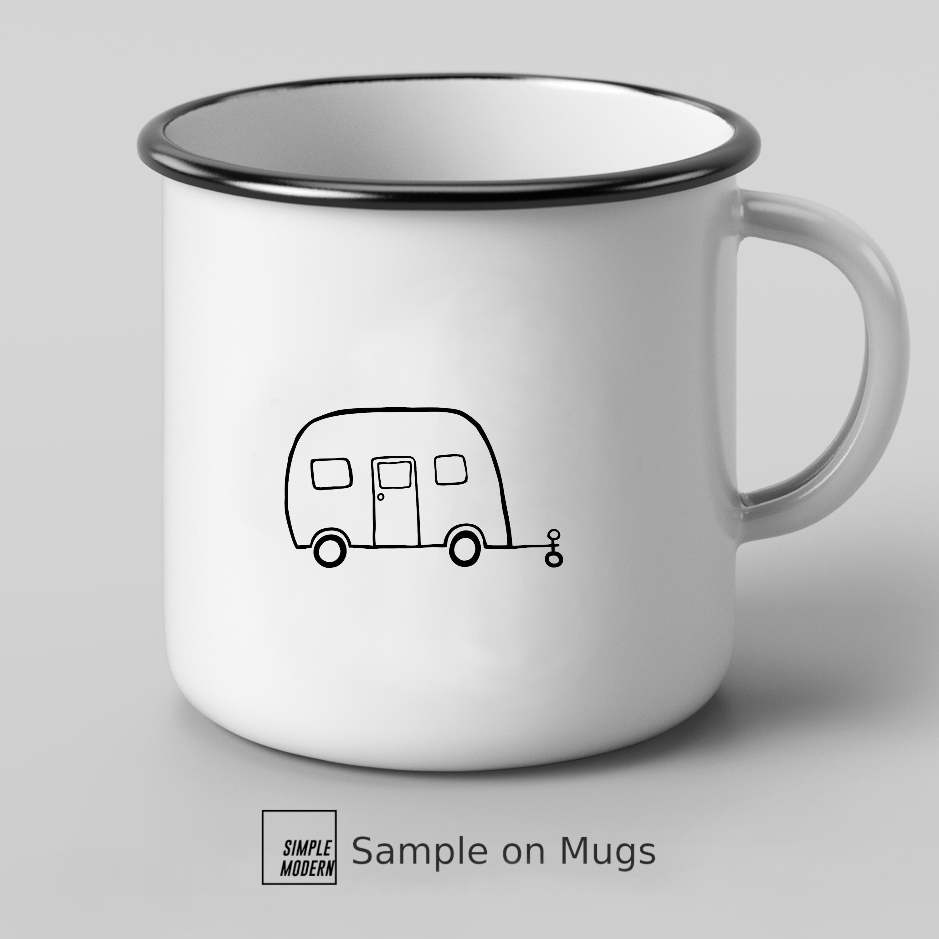 Hand Drawn Cute Caravan Camping SVG, Download Vintage Style RV Camper ...