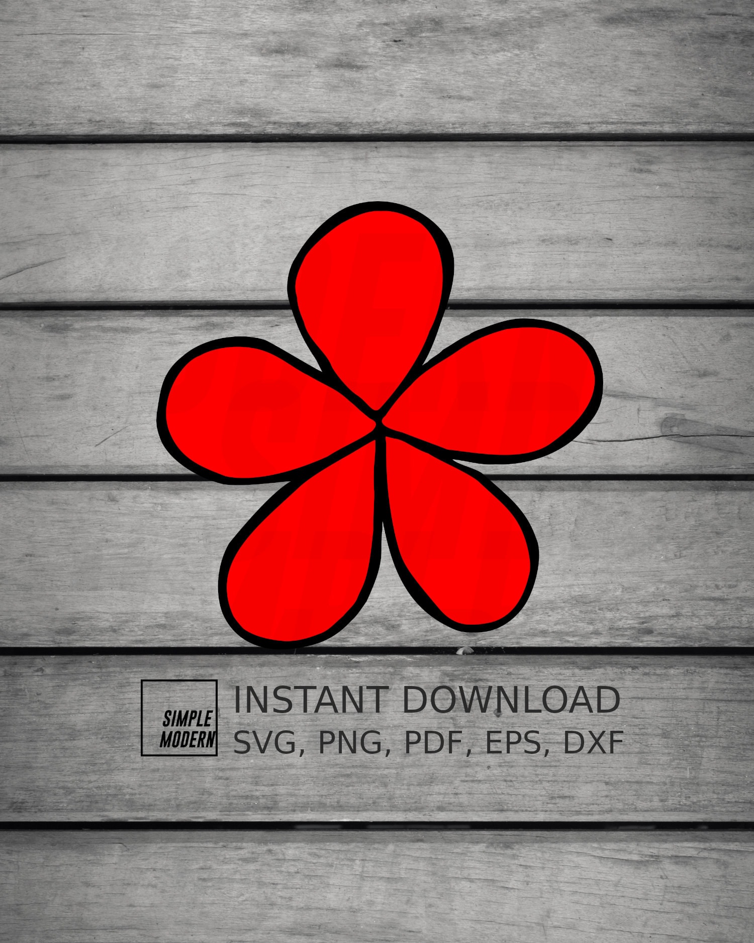 Hand Drawn Little Red Flower SVG Files, Instant Download Vector Files ...