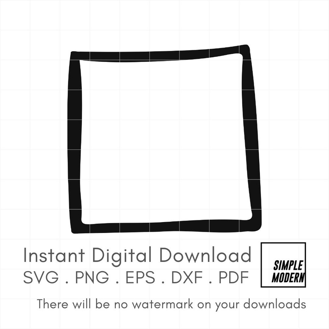 Hand Drawn Simple Square SVG, Geometric Shape Drawing Outline, Instant ...
